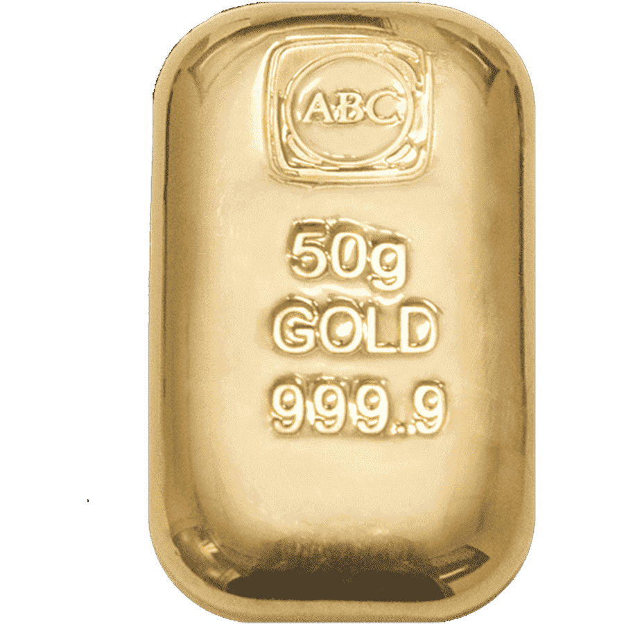 ABC Bullion, 50 gram Gold Cast Bar, 9999 Purity – bullionhub